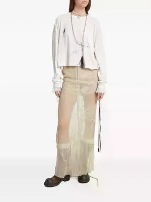 ANN DEMEULEMEESTER Embroidered Silk-voile Maxi Skirt