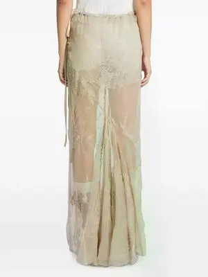 ANN DEMEULEMEESTER Embroidered Silk-voile Maxi Skirt