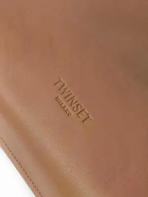 TWINSET Small Logo-debossed Leather Tote Bag