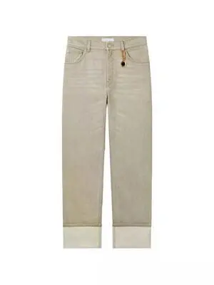 Stella McCartney Logo-patch Turn-up Jeans - Neutrals
