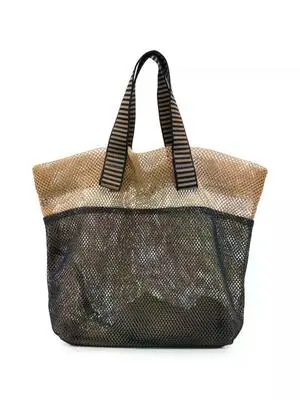 ÉPICE Mesh-knit Striped-handle Tote Bag