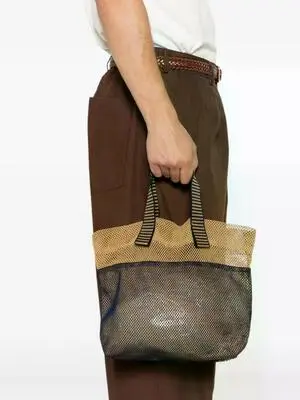 ÉPICE Mesh-knit Striped-handle Tote Bag
