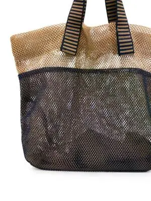 ÉPICE Mesh-knit Striped-handle Tote Bag