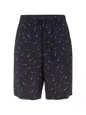 Iceberg Safety Pin Print Drawstring Shorts