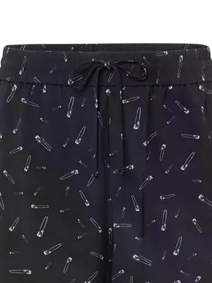 Iceberg Safety Pin Print Drawstring Shorts