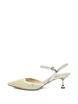 Miu Miu Glitter-finish Ankle-strap Pumps - Silver
