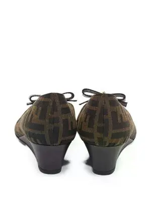 Fendi Zucca Bow-detail Wedge Pumps