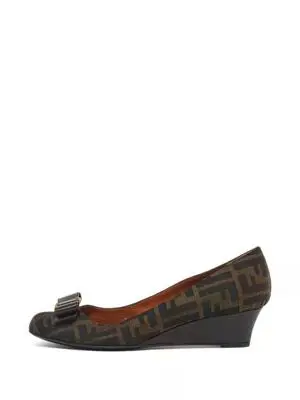 Fendi Zucca Bow Detail Wedge Pumps