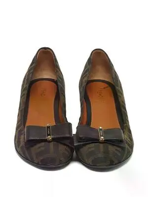 Fendi Zucca Bow Detail Wedge Pumps