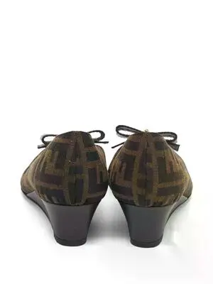 Fendi Zucca Bow Detail Wedge Pumps
