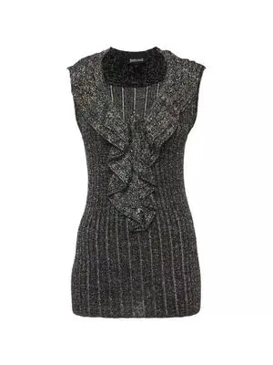 Just Cavalli Ruffled Lace-up Top - Grey
