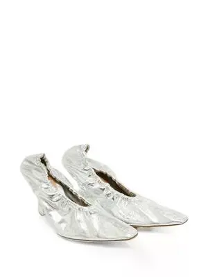 Bottega Veneta Almond Heeled Pumps - Silver