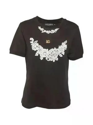 Dolce & Gabbana Lace-appliqué T-shirt - Black