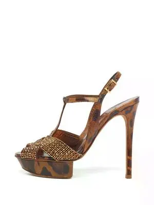 GINA Leopard-print Crystal-embellished Sandals