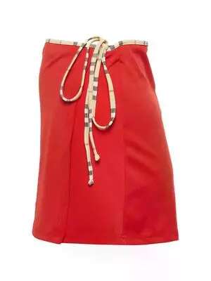 Burberry Check-trim Sarong Mid Skirt