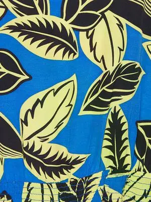 Moschino Leaf-print Shirred Mini Dress