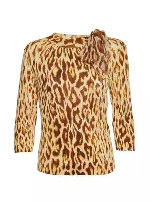 Dior Leopard-print Knotted Top
