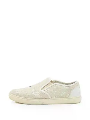 Dolce & Gabbana Lace Leather Sneakers - Neutrals