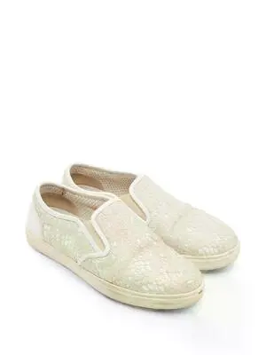 Dolce & Gabbana Lace Leather Slip-on Sneakers