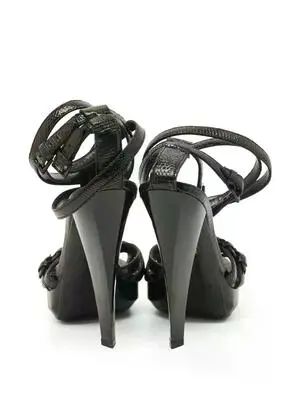 Burberry Lizard-embossed Leather Ankle-strap Sandals
