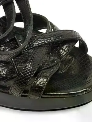 Burberry Lizard-embossed Leather Ankle-strap Sandals
