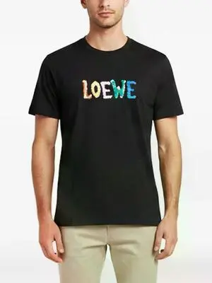 Loewe Logo Embroidered T-shirt - Black