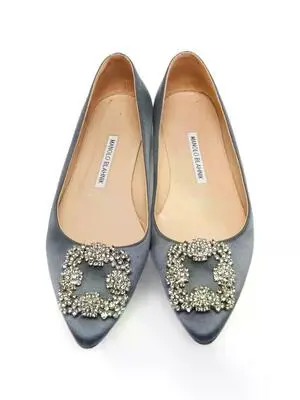 Manolo Blahnik Hangisi Crystal-buckle Ballet Flats