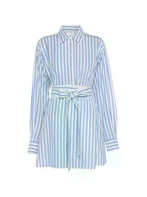 Celine Striped Waist-tie Shirt - Blue