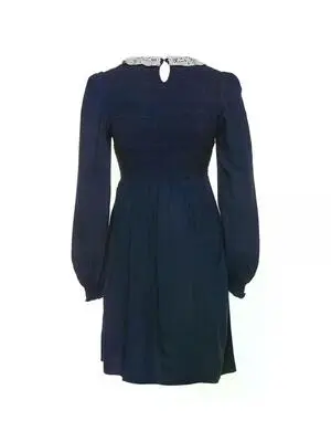 Maje Smocked Guipure-collar Mini Dress
