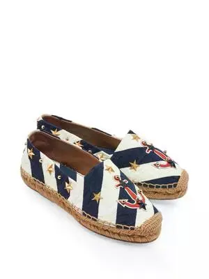 Dolce & Gabbana Striped Star-studded Espadrilles