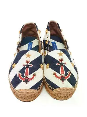 Dolce & Gabbana Striped Star-studded Espadrilles