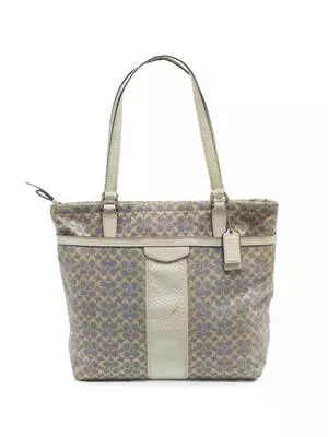 COACH VINTAGE Signature Monogram Canvas Tote Bag - Blue