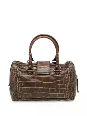 AIGNER Croc-embossed Satchel Bag