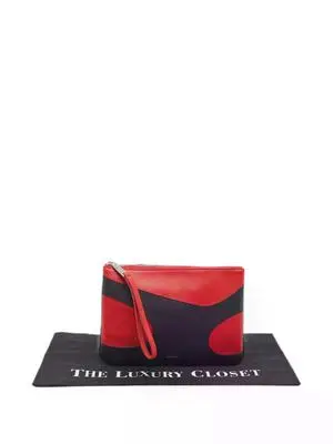 FERRAGAMO Leather Wristlet Clutch Bag