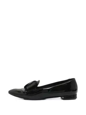 Giorgio Armani Bow-detail Patent-leather Loafers - Black