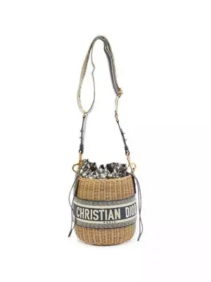 Dior 2020 Oblique Canvas Wicker Bucket Bag - Neutrals