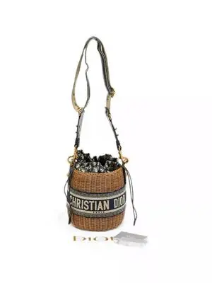 Dior 2020 Oblique Canvas Wicker Bucket Bag