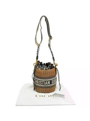 Dior Oblique Canvas Wicker Bucket Bag