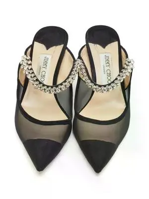 JIMMY CHOO Bing 100 Crystal-embellished Suede Heeled Pumps