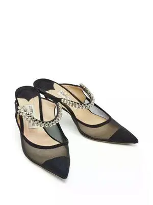 JIMMY CHOO Bing 100 Crystal-embellished Suede Heeled Pumps