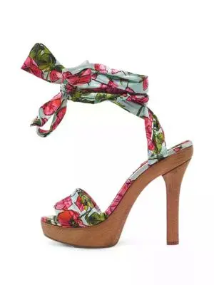 Dolce & Gabbana Floral-print Sandals - Blue
