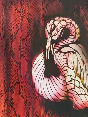 Just Cavalli Snake-print Flamingo Mini Dress