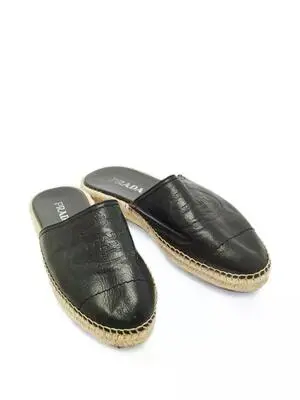 Prada Embossed-logo Espadrille Mules
