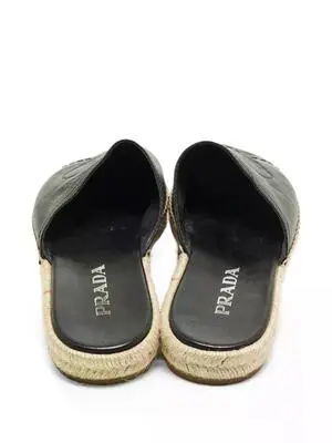 Prada Embossed-logo Espadrille Mules
