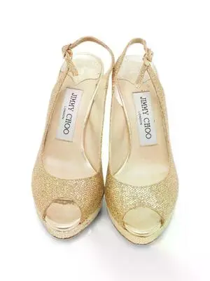 JIMMY CHOO Verity Peep-toe Slingback Heeled Pumps - Gold