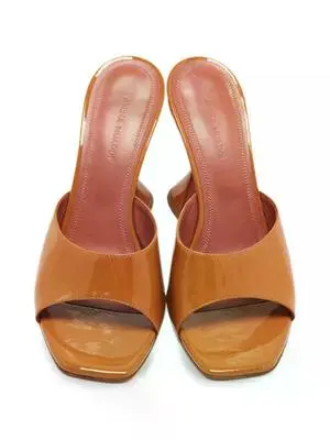 Amina Muaddi Lupita Patent Leather Sandals - Brown