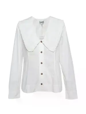 GANNI Ruffled Oversized-collar Shirt - White