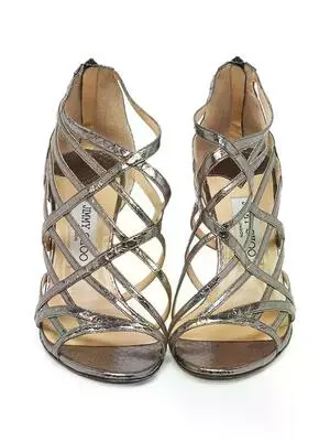 JIMMY CHOO Snakeskin-embossed Cage Sandals