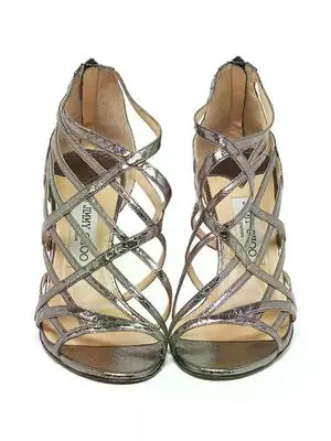 JIMMY CHOO Snakeskin-embossed Cage Stiletto Sandals