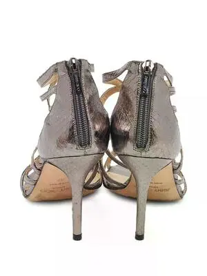 JIMMY CHOO Snakeskin-embossed Cage Stiletto Sandals